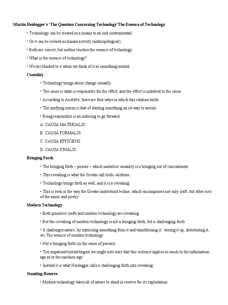 Martin Heidegger's The Question Concerning Technology'The Essence of ...