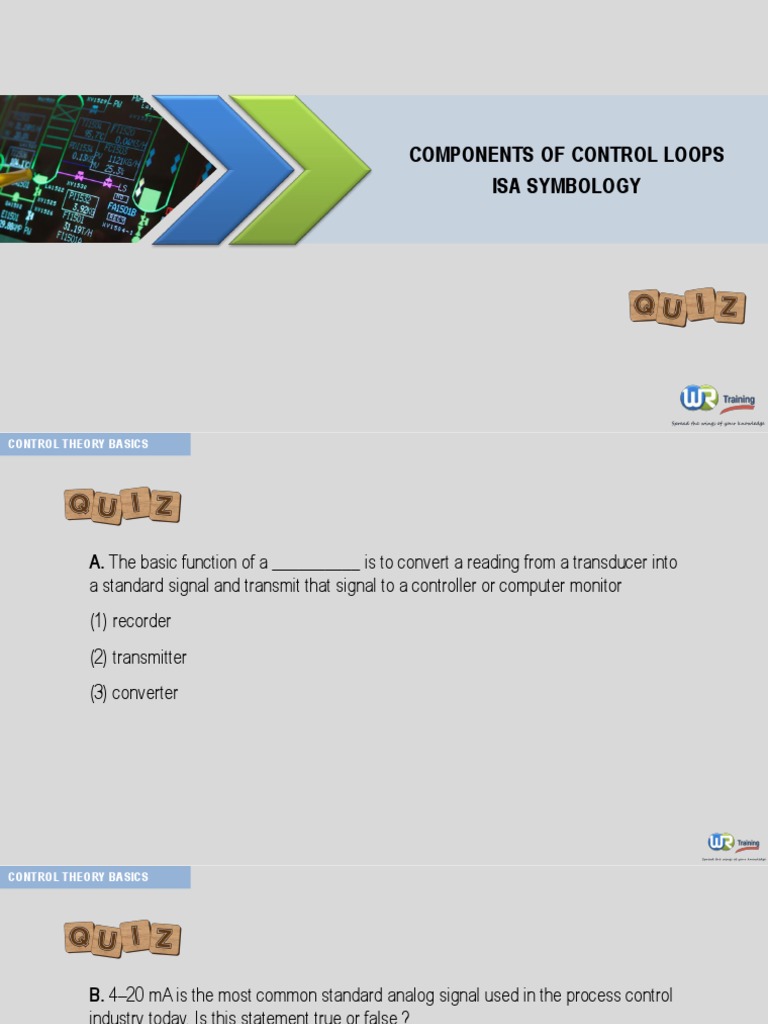 Quiz#3 Components of Control Loops and Isa Symbology | PDF | Control ...