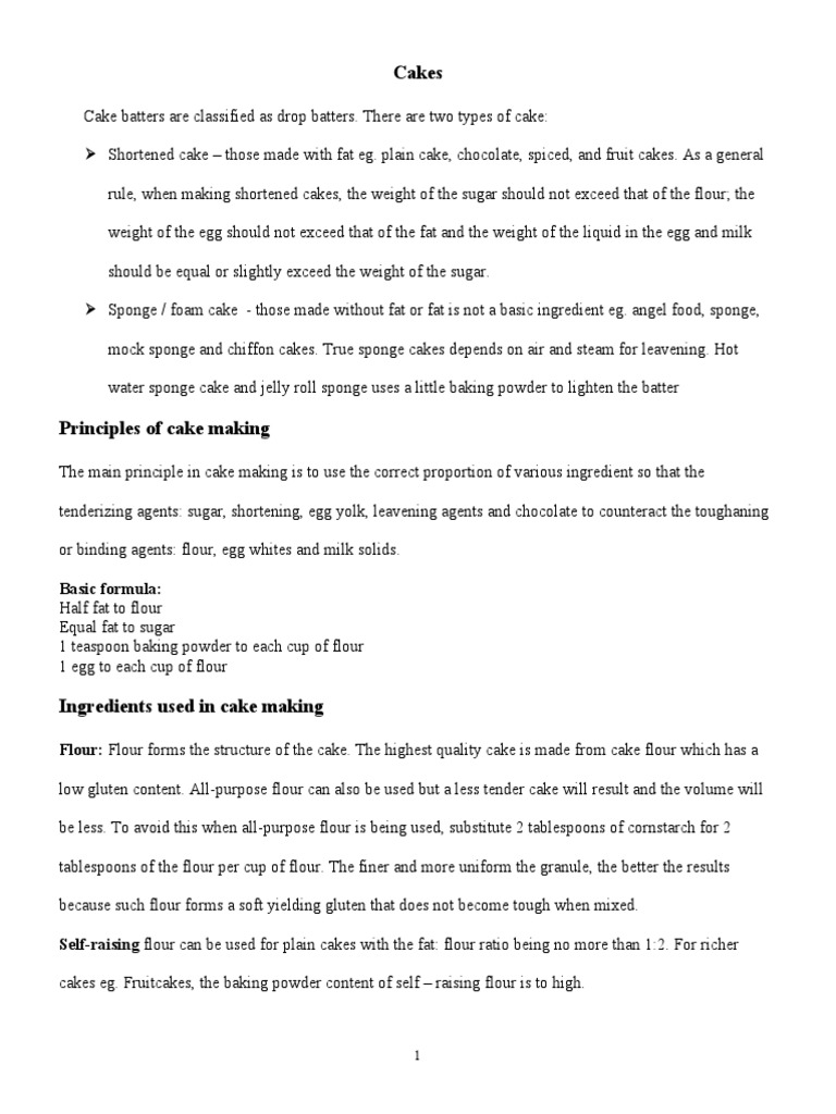 Cakes: Basic Formula | PDF | Cakes | Flour