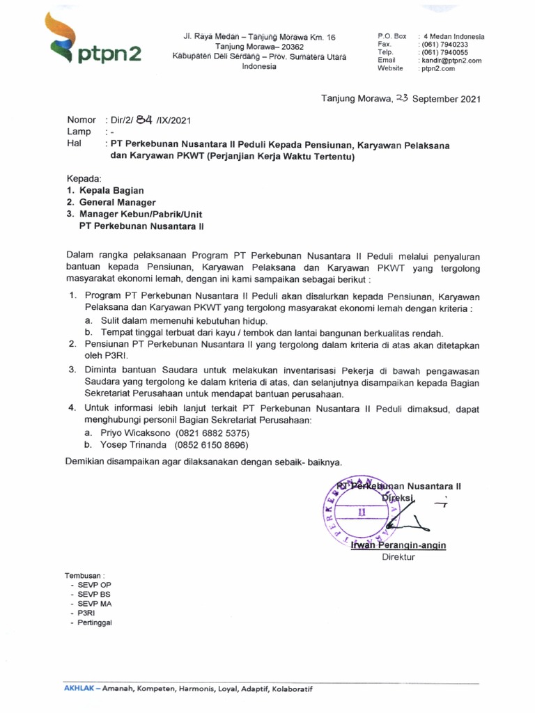Surat PTPN II Peduli | PDF