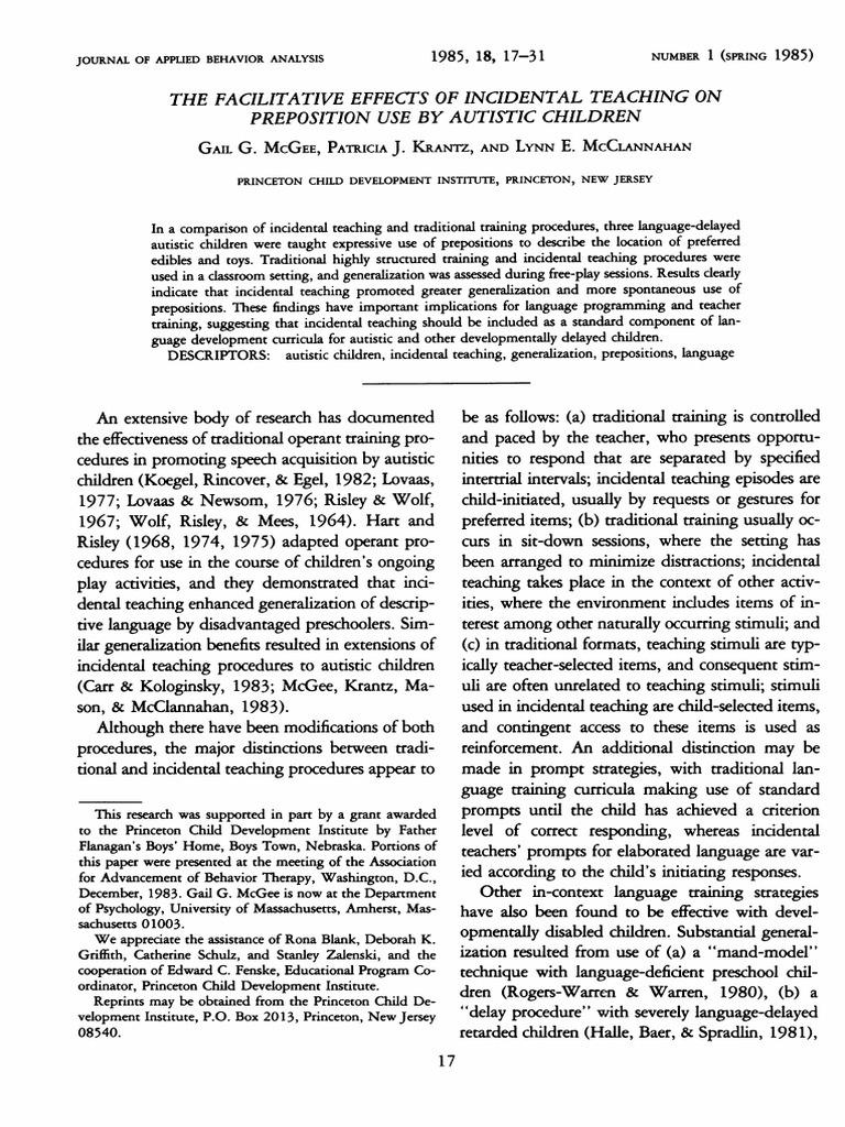 Comparing the Effectiveness of Incidental Teaching and Traditional ...