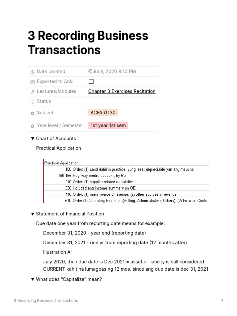 Recording Business Transactions Guide | PDF | Debits And Credits ...