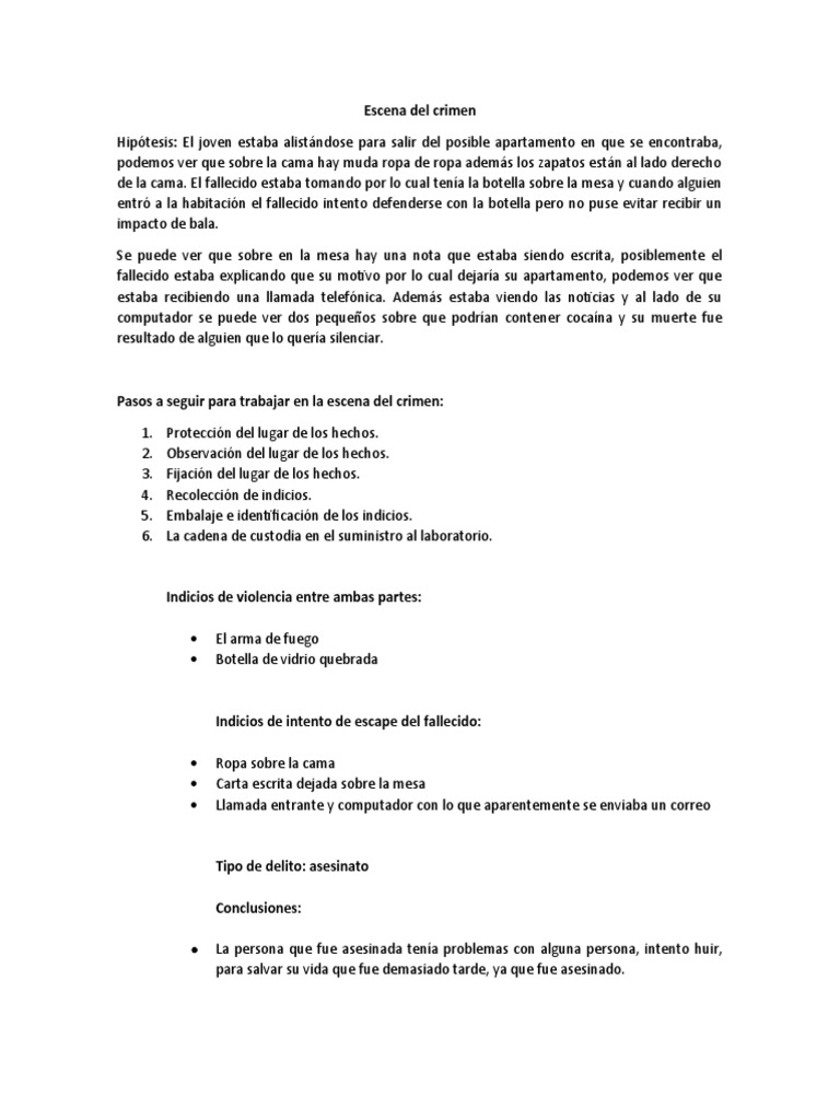 Actividad V Escena Del Crimen | PDF | Novela negra, policíaca y suspenso
