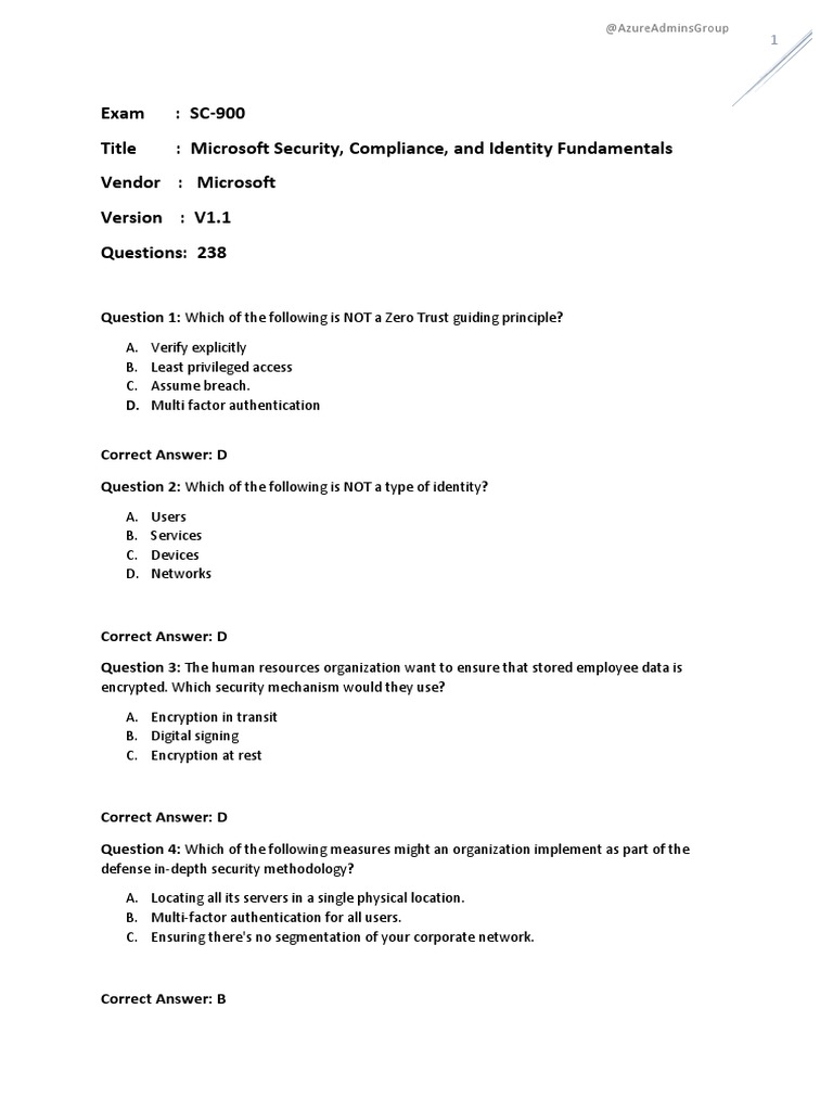 An Overview of the Microsoft SC-900 Certification Exam Questions | PDF ...