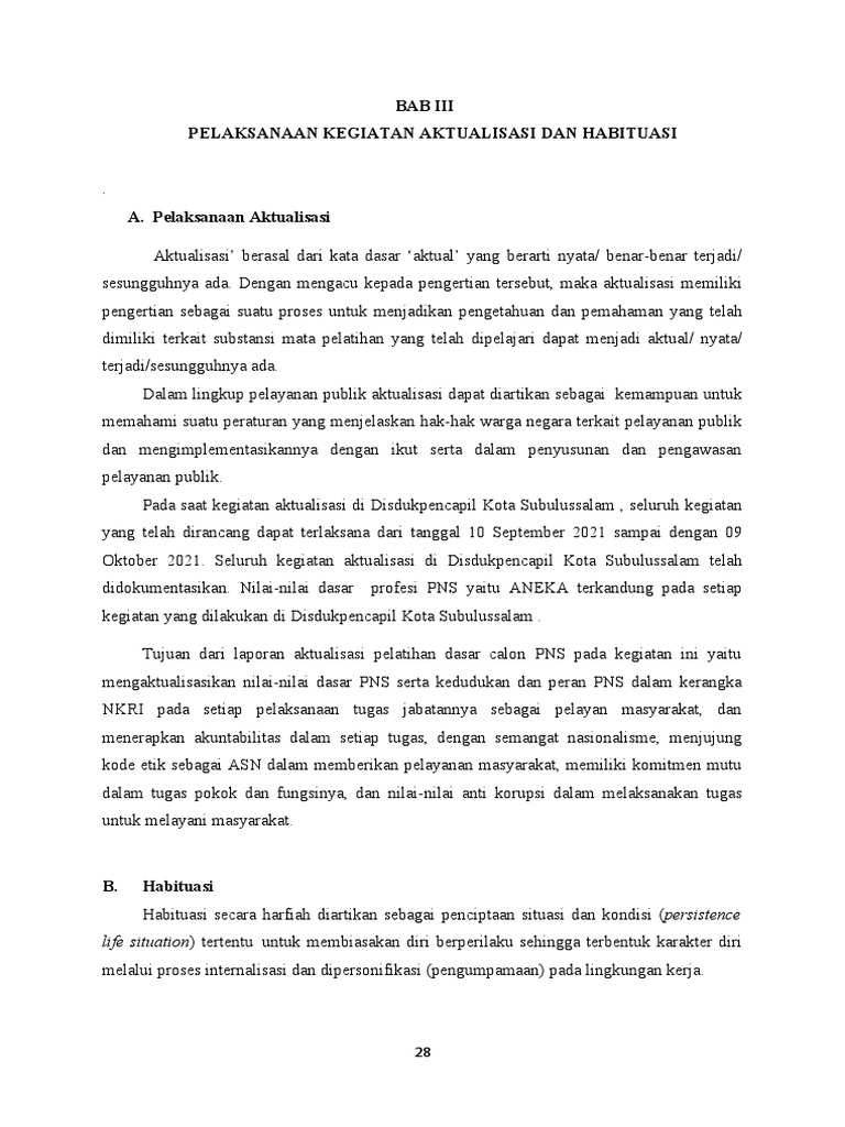 BAB III Laporan Aktualisasi | PDF