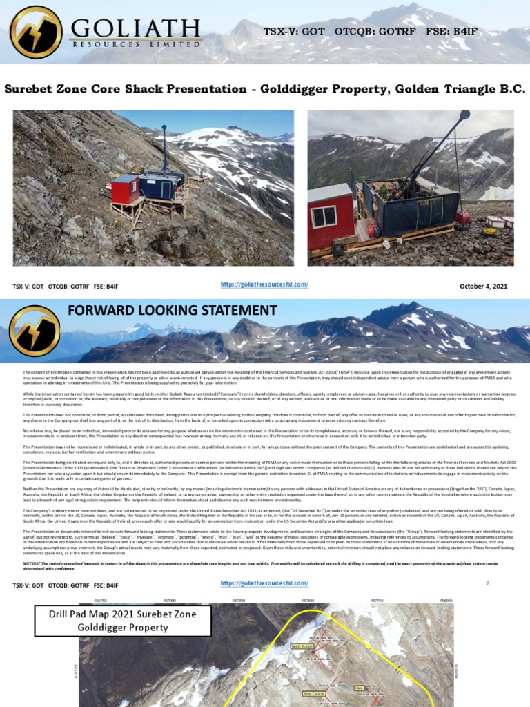 Goliath Resources $GOT $GOTRF October 4 2021 Surebet Zone Core Shack ...