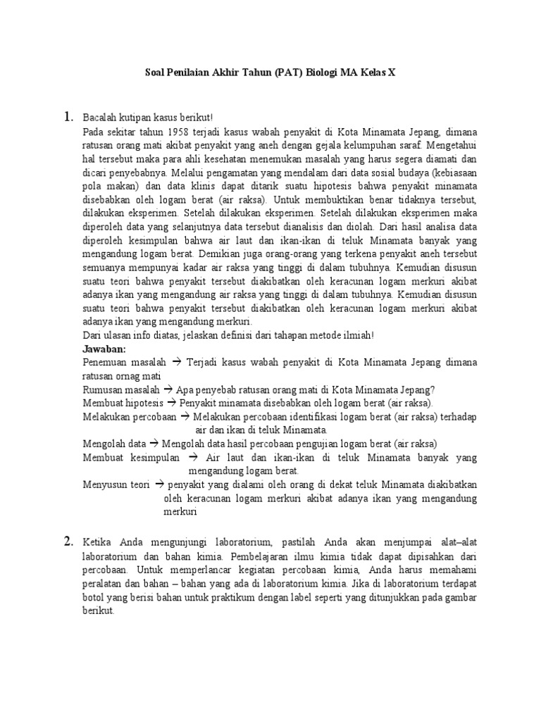 Soal PAT Biologi MA Kelas X | PDF