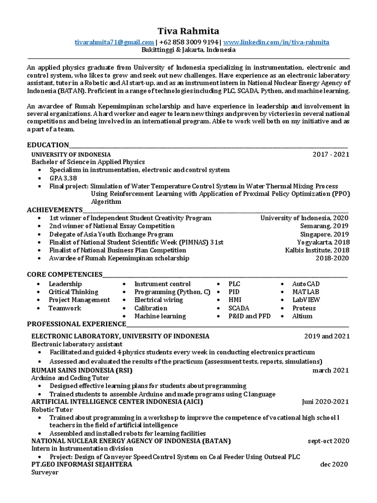 Tiva Rahmita Resume | PDF