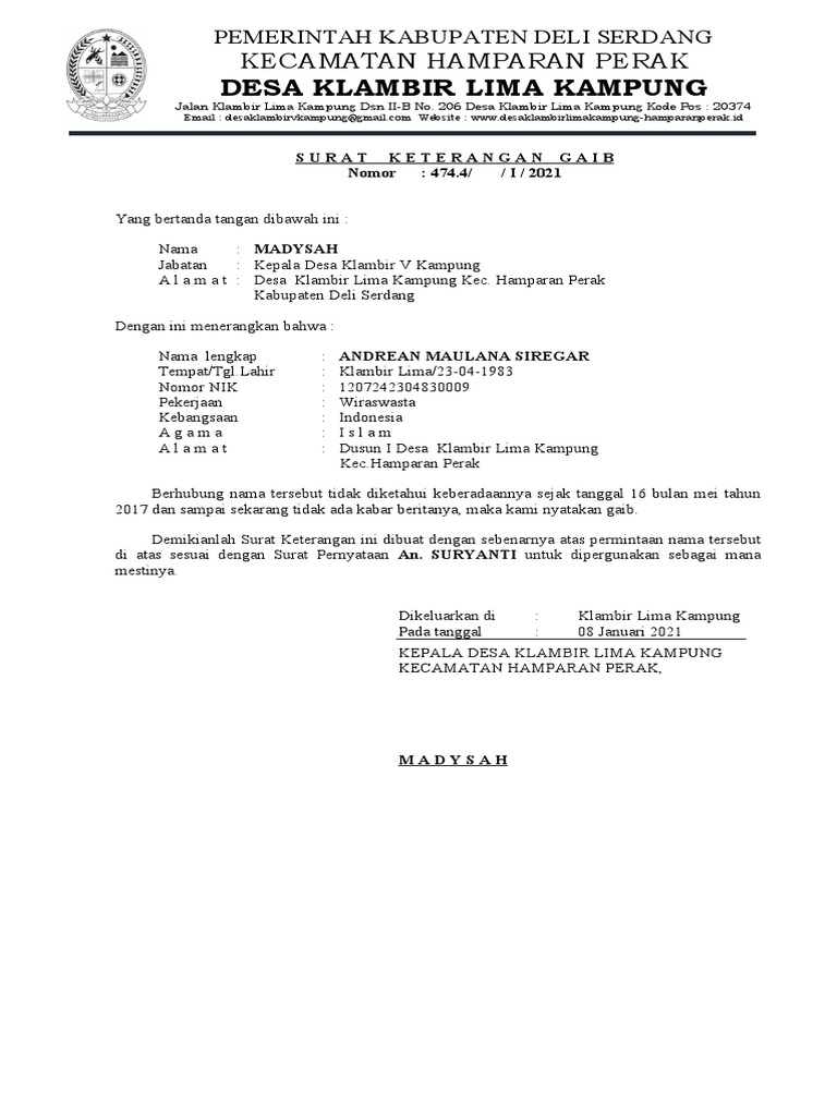 File Surat Keterangan Gaib | PDF