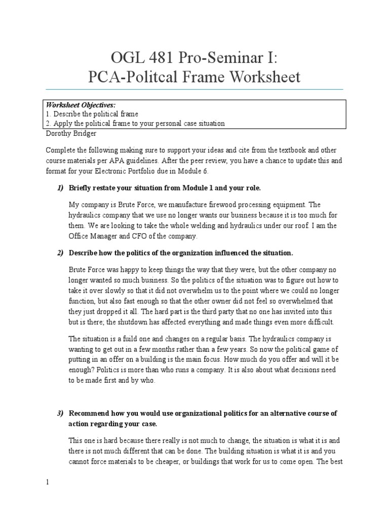 4 Political Frame Worksheet | PDF