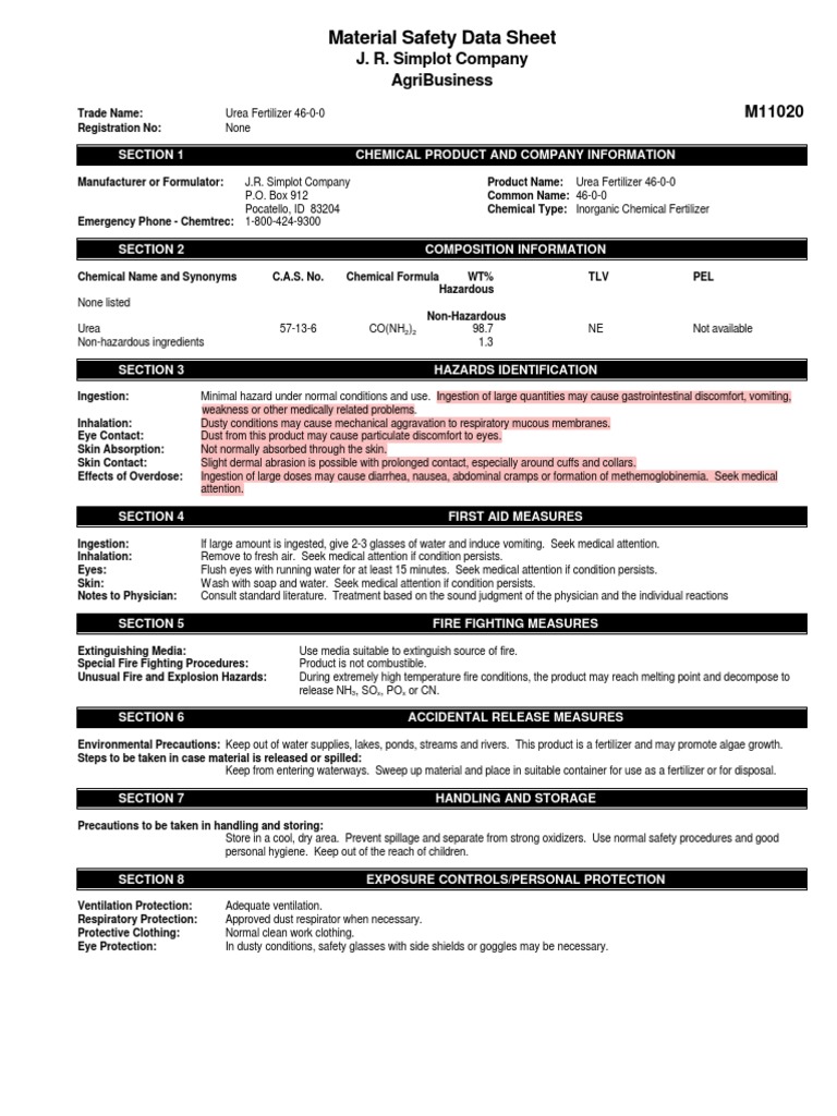 Msds Urea | PDF | Water | Fires