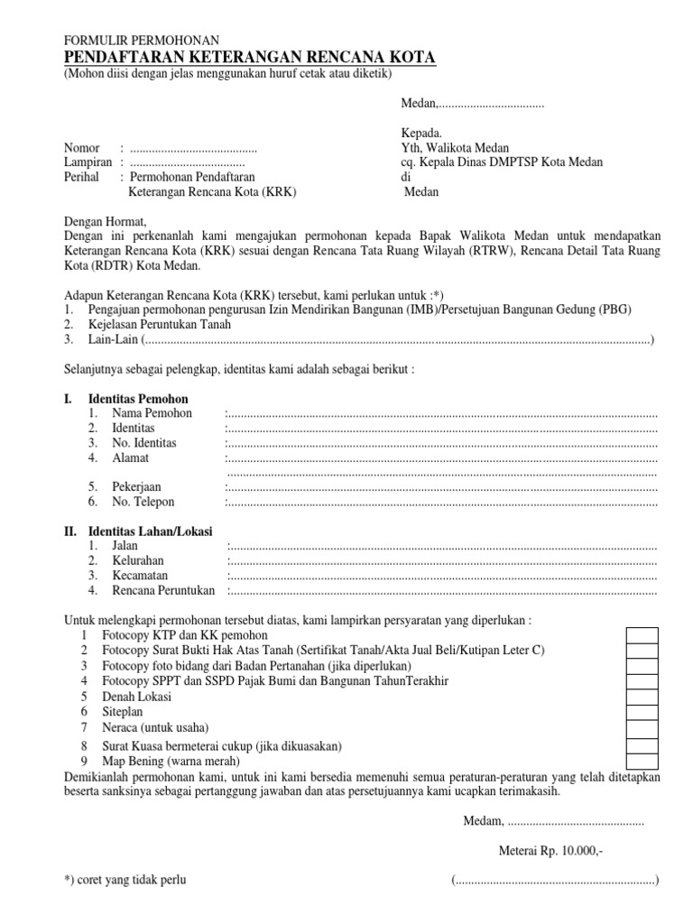 Formulir Permohonan KRK | PDF