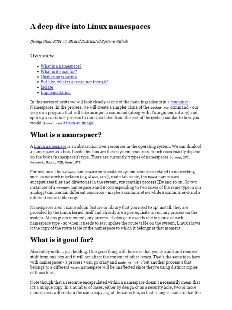A Deep Dive Into Linux Namespaces - Chord Simple | PDF | Computer Engineering | Operating System ...