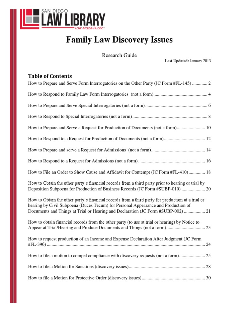 Family Law Discovery Procedures Guide | PDF | Discovery (Law ...