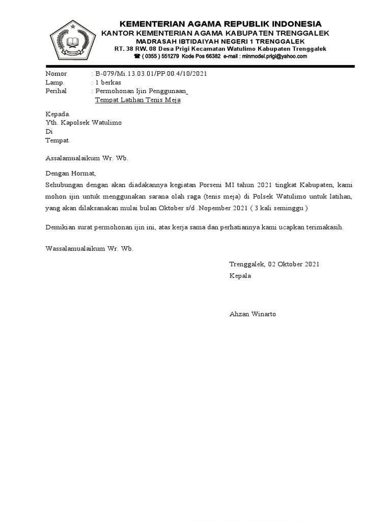 Surat Ijin Tempat | PDF