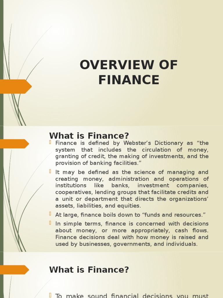 Overview of Finance | PDF | Investing | Banks