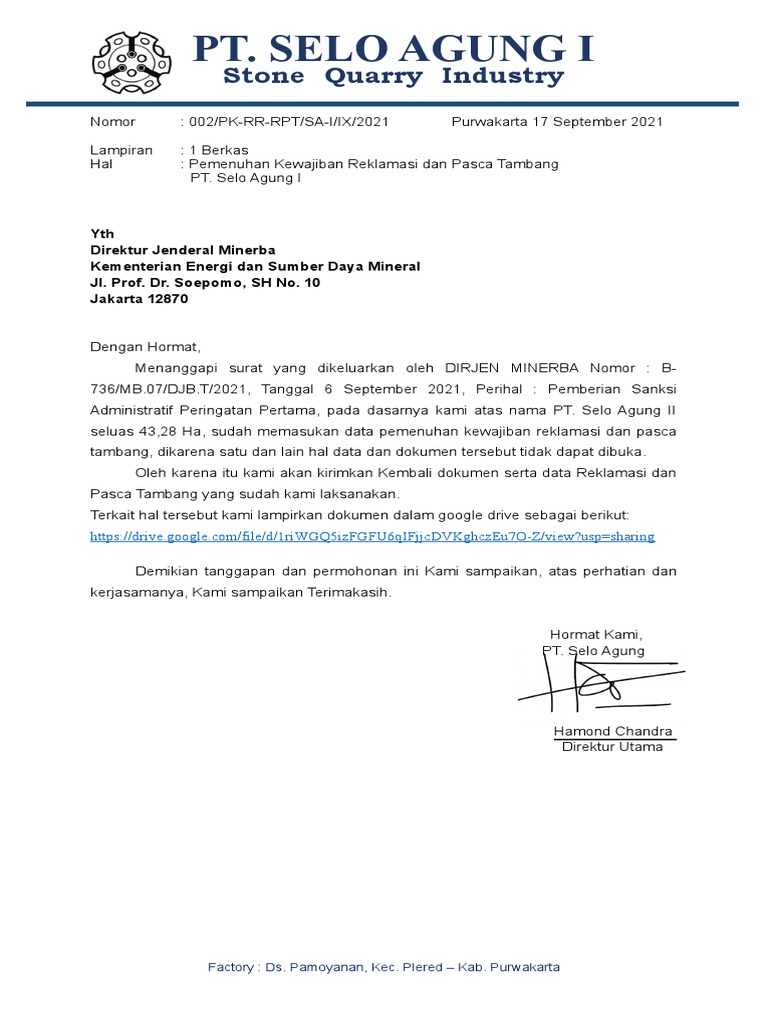 Reklamasi Tambang PT. Selo Agung I | PDF