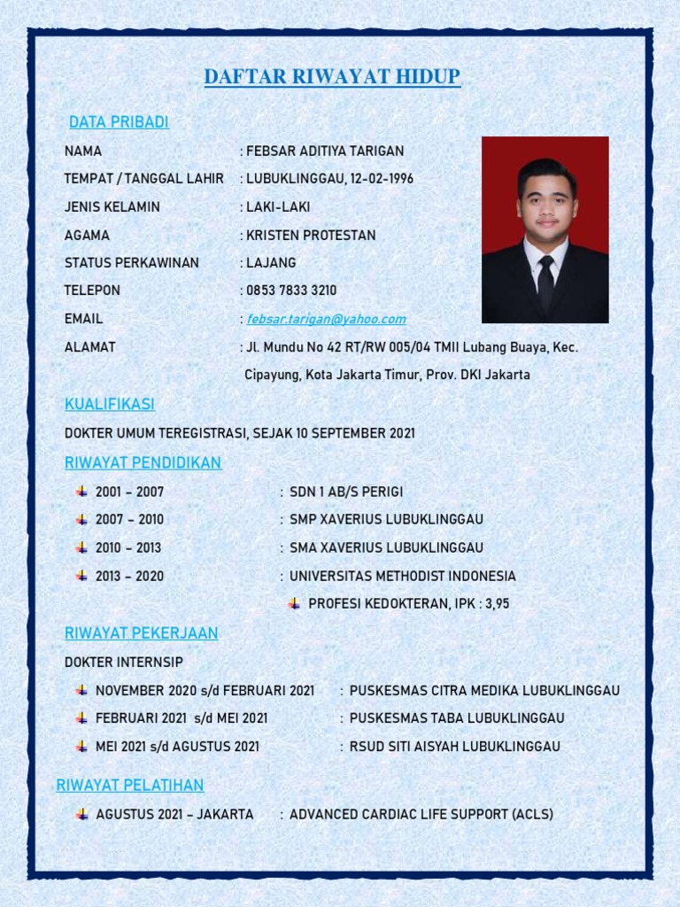 CV Dr. Febsar Aditiya Tarigan | PDF | Ilmu Sosial