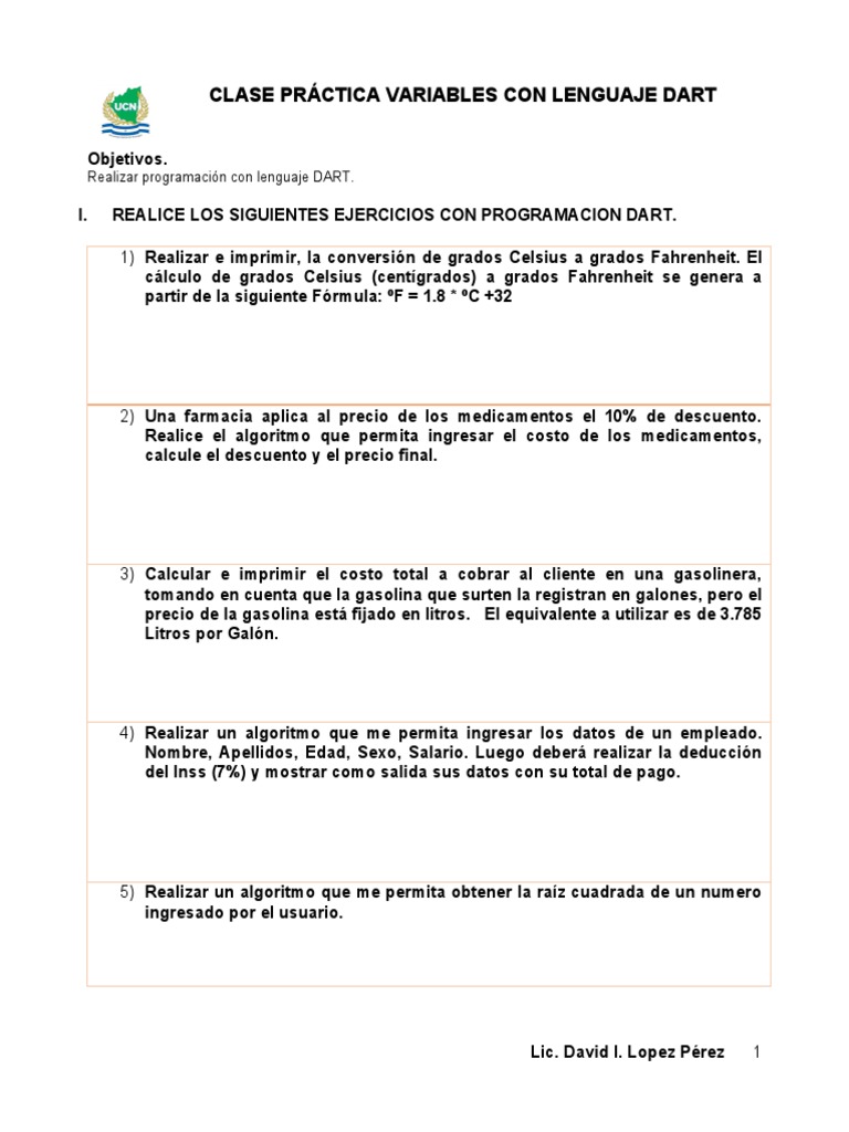 Clase Práctica Variables Dart | PDF