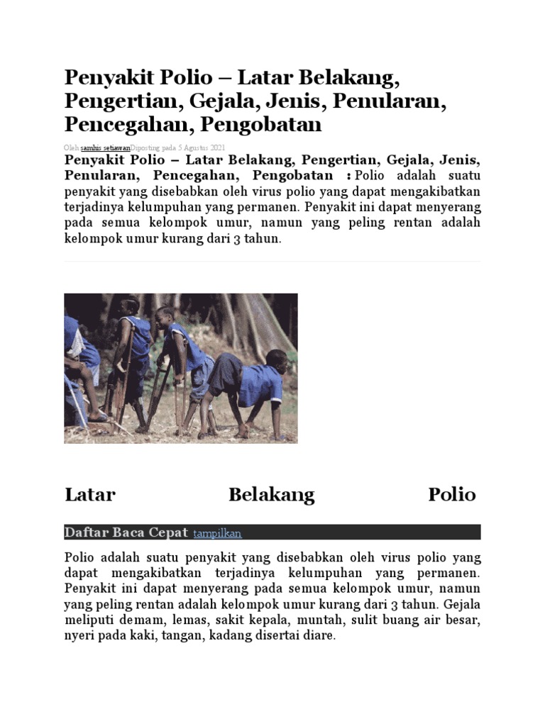 Gejala dan Pencegahan Penyakit Polio | PDF