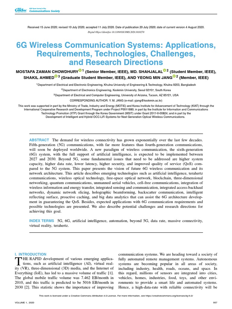 6G Wireless Communication Systems: Applications, Requirements ...