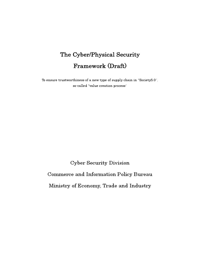 The Cyber/Physical Security Framework (Draft) | PDF | Security ...