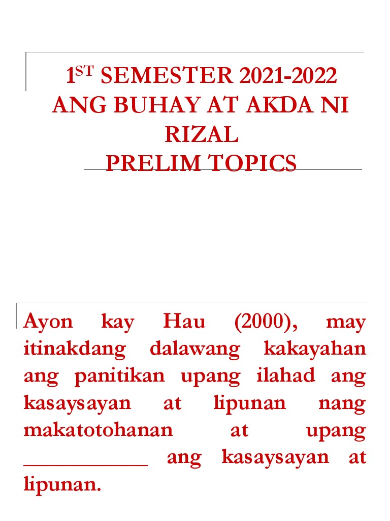 Prelim-Topics Rizal | PDF