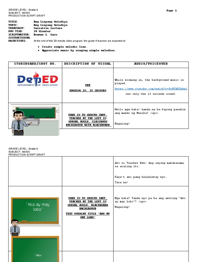 BENMAR L. GACO Music 4 Production Script 2 Evaluated and Edited | PDF | Musical Notation | Sound