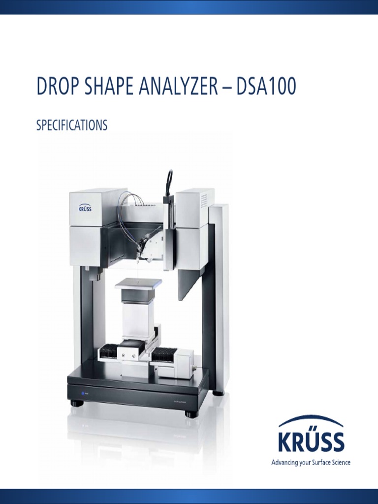 Drop Shape Analyzer - Dsa100: Specifications | PDF | Applied And ...