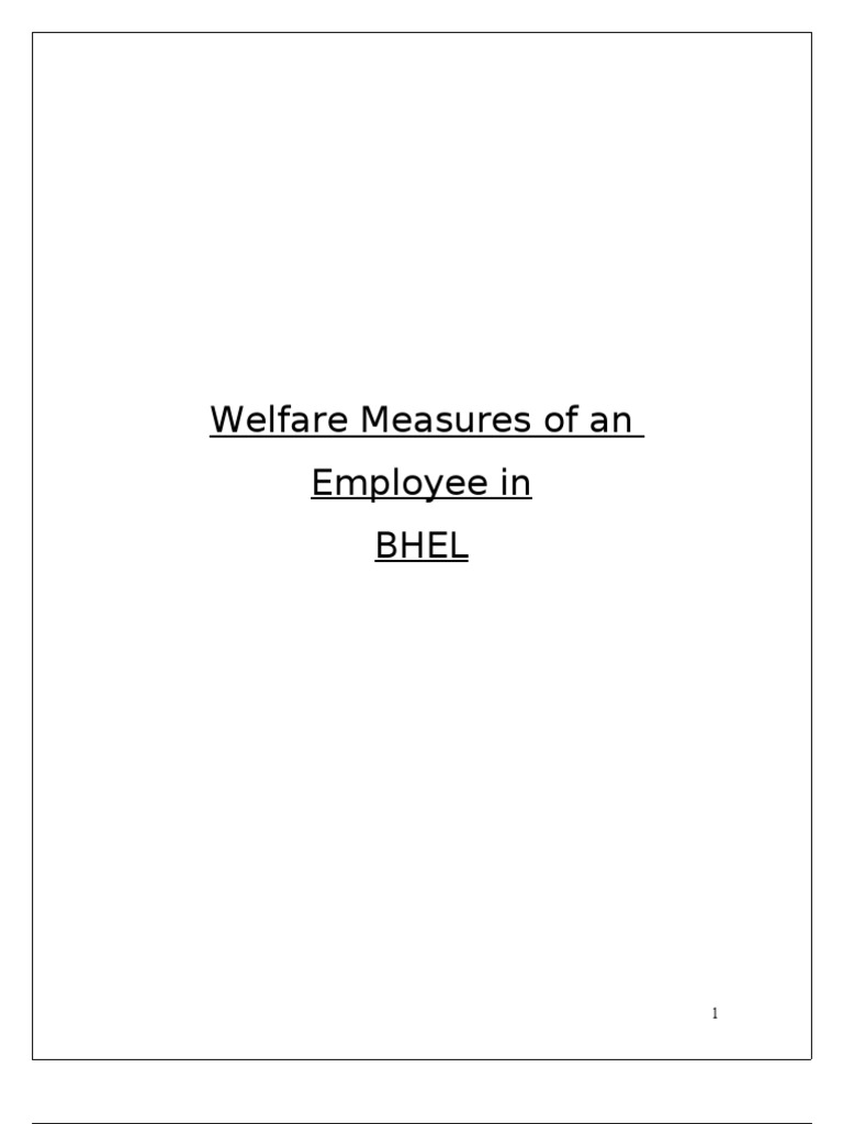 Employee Welfare Measures at BHEL | PDF | Employment | Occupational ...