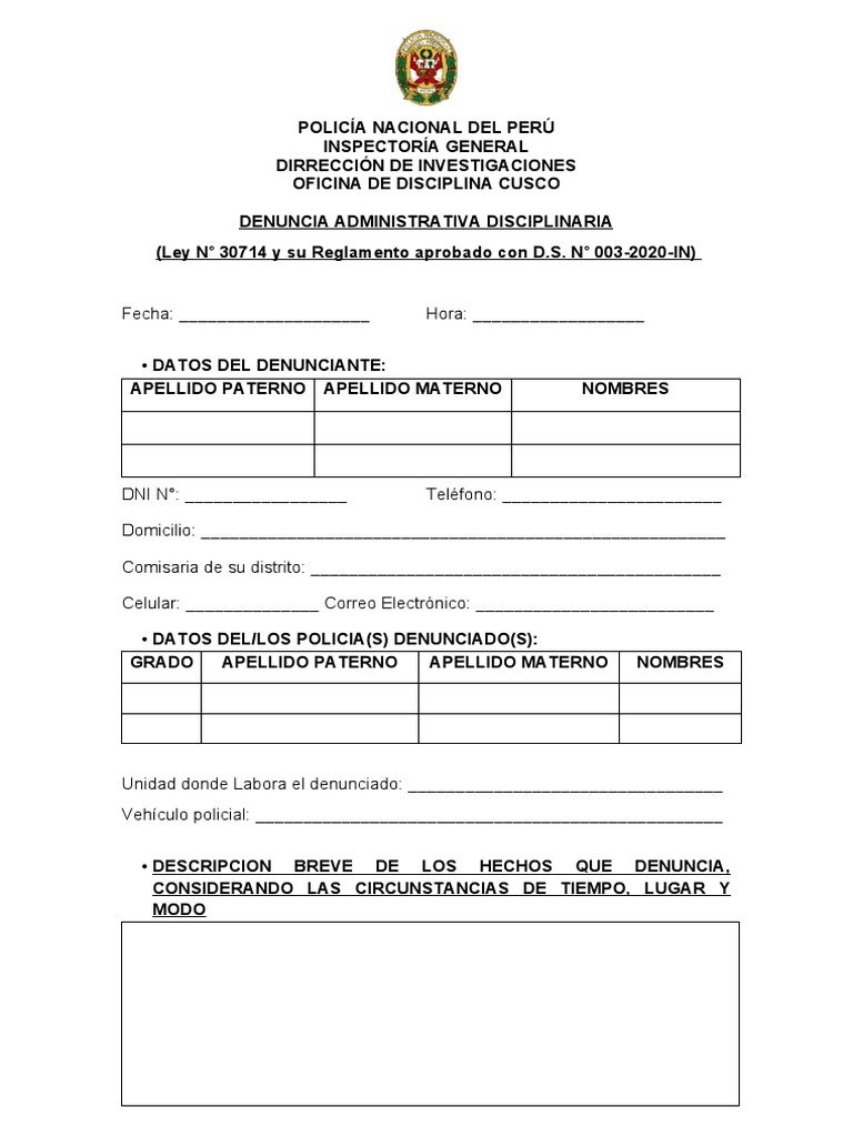 Formato de Denuncia | PDF