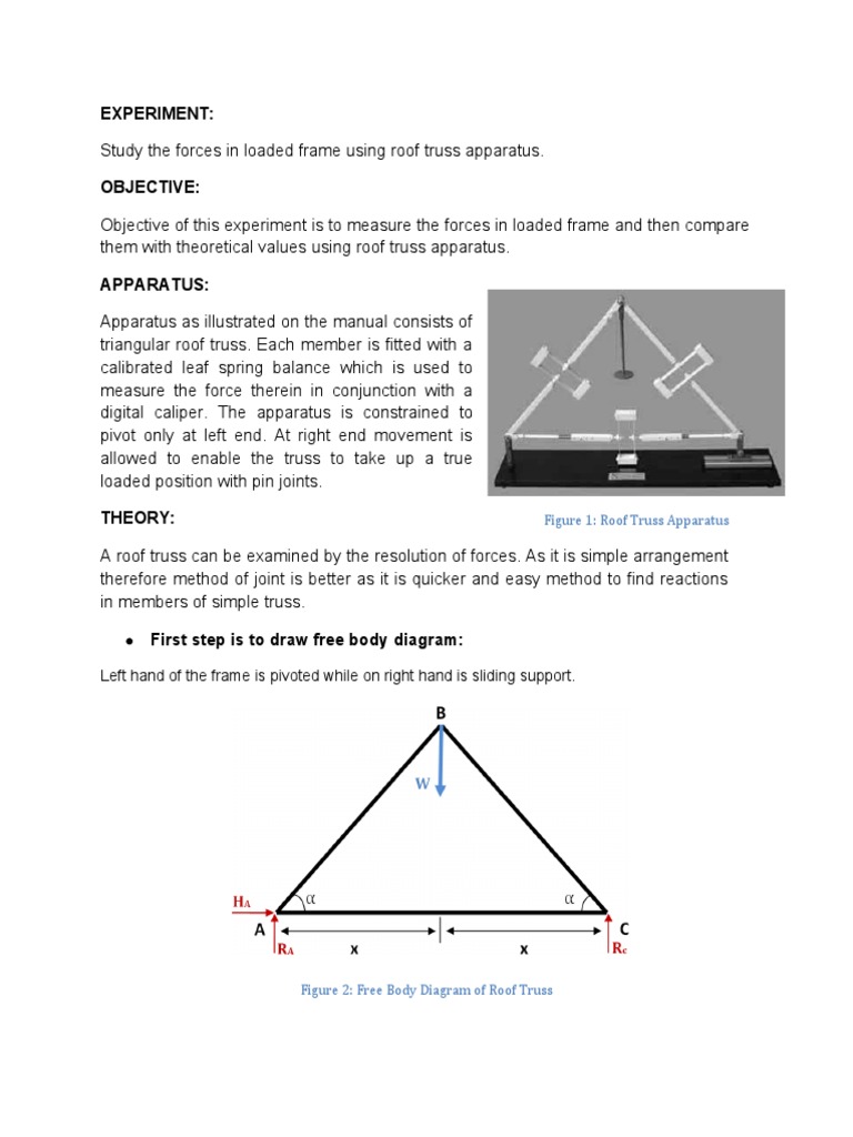 Experiment 6 (Roof Truss Apparatus) | PDF | Sine | Trigonometric Functions