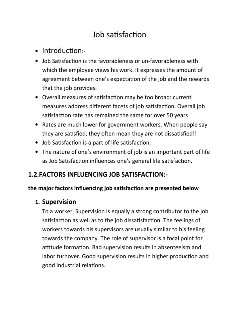 1.2.factors Influencing Job Satisfaction | PDF | Job Satisfaction ...
