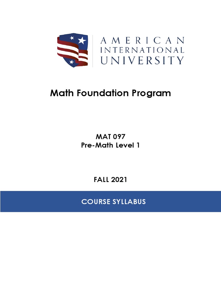 Math Foundation Program: MAT 097 Pre-Math Level 1 | PDF | Equations ...