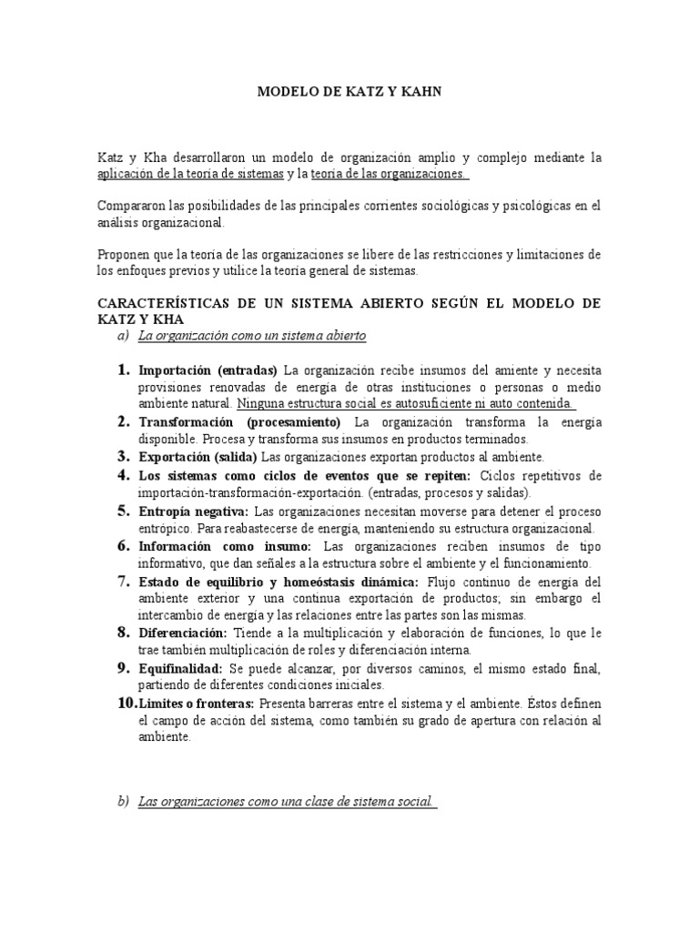 Modelo de Katz y Kahn | PDF | Sistema | Sicología