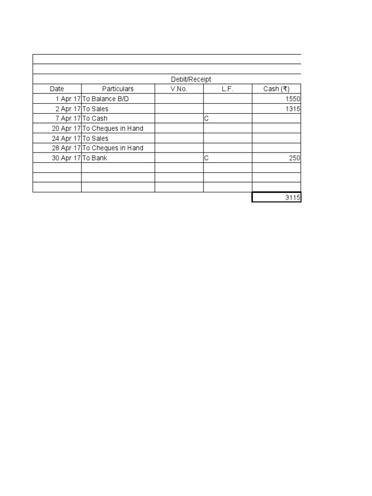 Cash Book (Double Column) | PDF | Payments | Debits And Credits