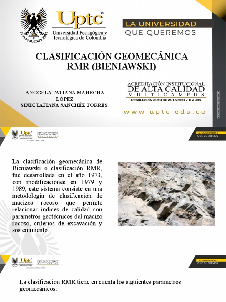 Clasificación RMR | Descargar gratis PDF | Rocas | Geología