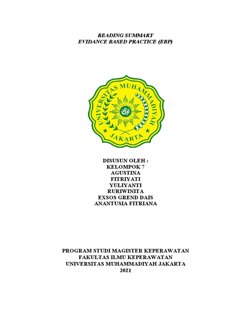 Tugas EBP 1 - Reading Summary - Kelompok 7 - Peminatan Keperawatan Anak | PDF