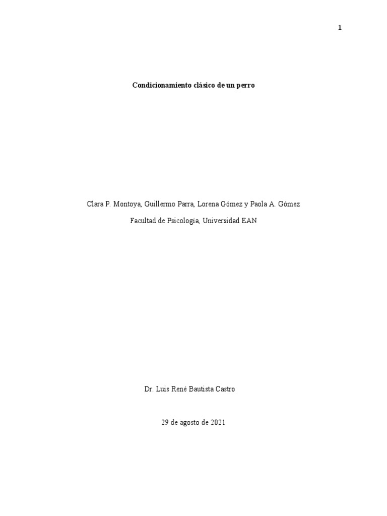 Condicionamiento Clásico | PDF | Comportamiento | Sicología