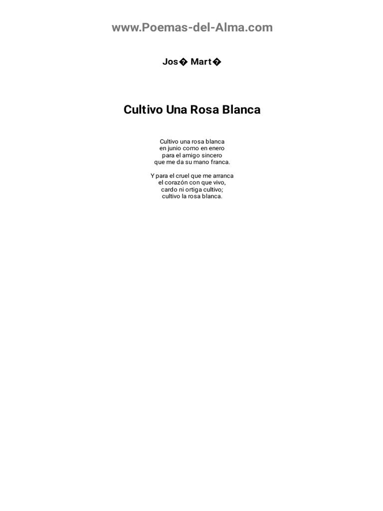 Cultivo Una Rosa Blanca de Jos Mart | PDF