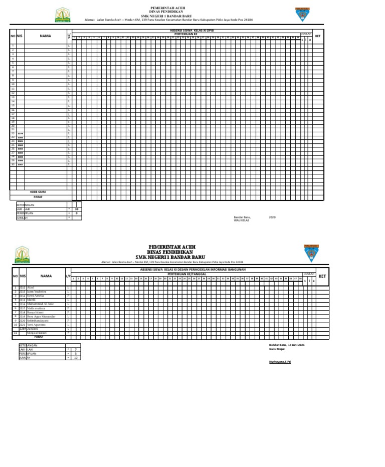 Absen Dan Daftar Nilai Siswa | PDF