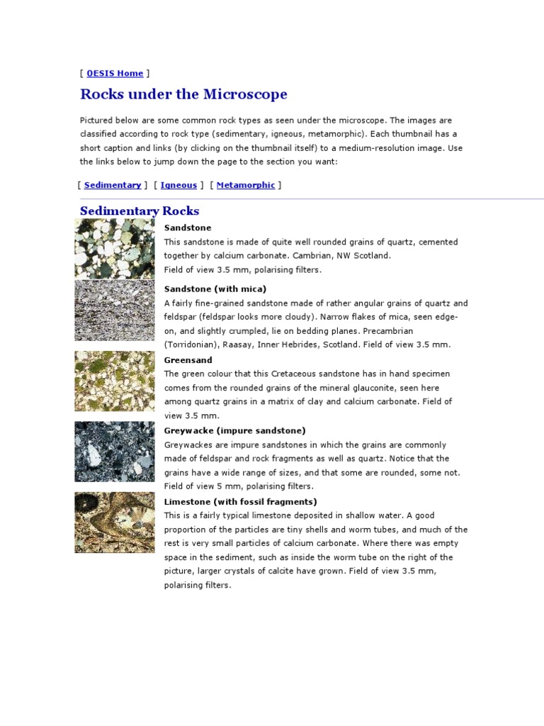 Rocks Under the Microscope: Types and Images | PDF | Igneous Rock ...