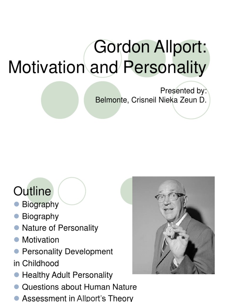 Gordon Allports Motivation and Personality Belmonte. CNZD | PDF ...
