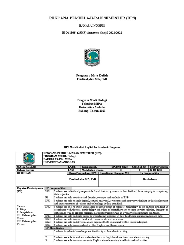 RPS English For Biology Students | PDF | Linguistics | Linguistic Typology