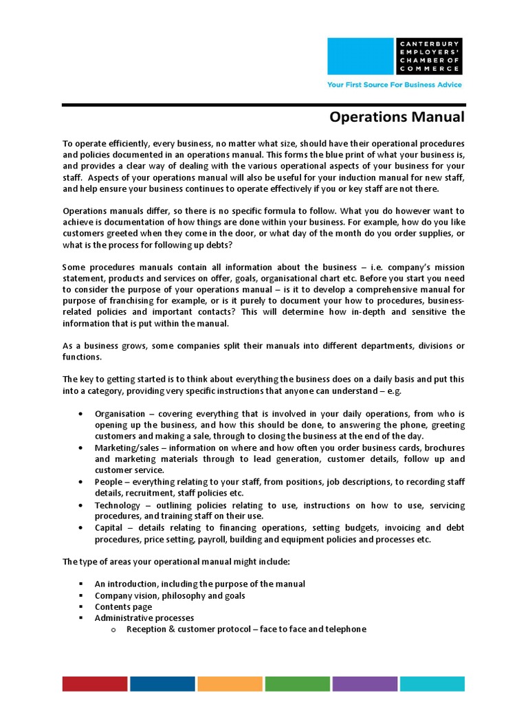 Operations Manual Template | PDF | Credit | Finance & Money Management