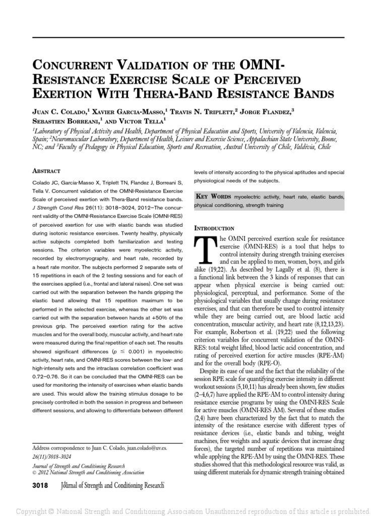 CONCURRENT VALIDATION OF THE OMNI - RESISTANCE EXERCISE SCALE OF ... CONCURRENT VALIDATION OF THE OMNI - RESISTANCE EXERCISE SCALE OF ...