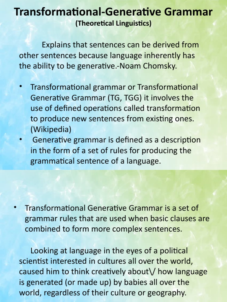 Transformational-Generative Grammar: (Theoretical Linguistics ...