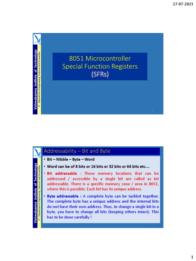 8051 Microcontroller SFRs | PDF | Bit | Input/Output 8051 Microcontroller SFRs | PDF | Bit | Input/Output