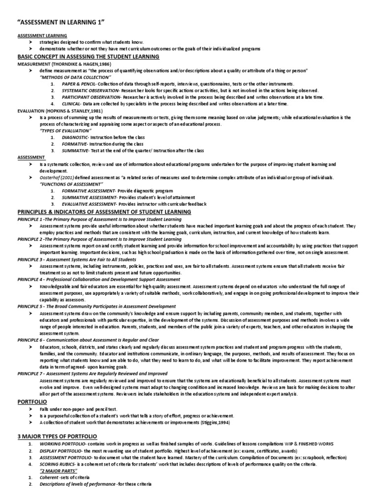 Assessment Learning 1 | PDF | Educational Assessment | Test (Assessment)