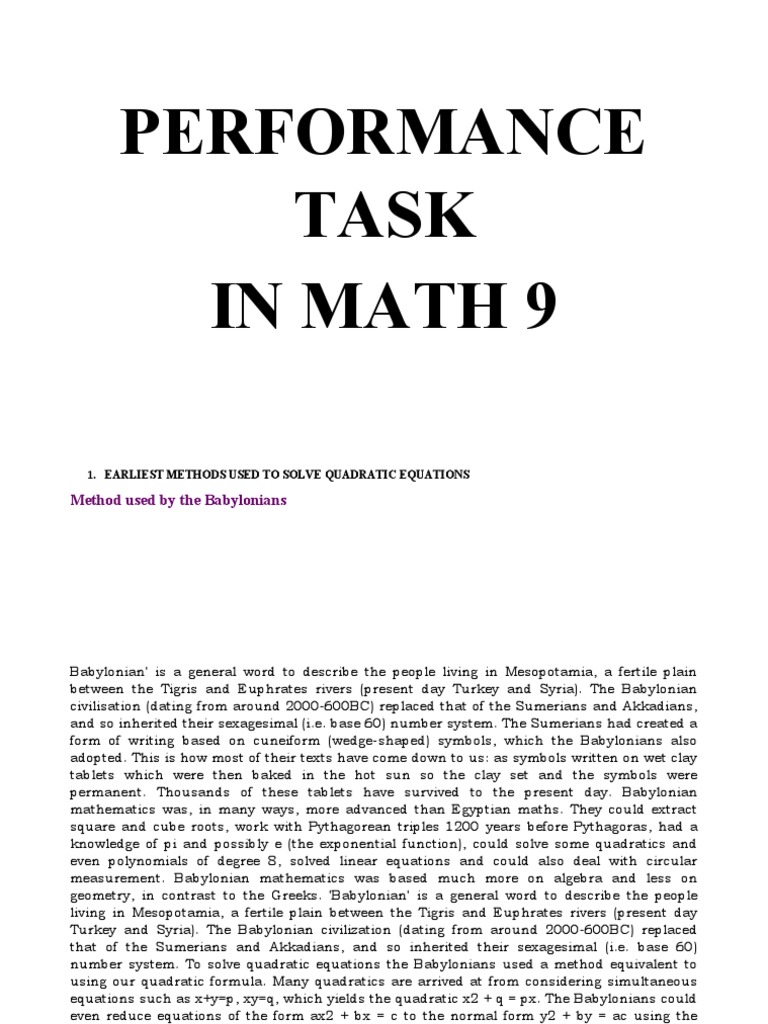 Ancient Methods for Solving Quadratics | PDF | Cuneiform | Quadratic ...